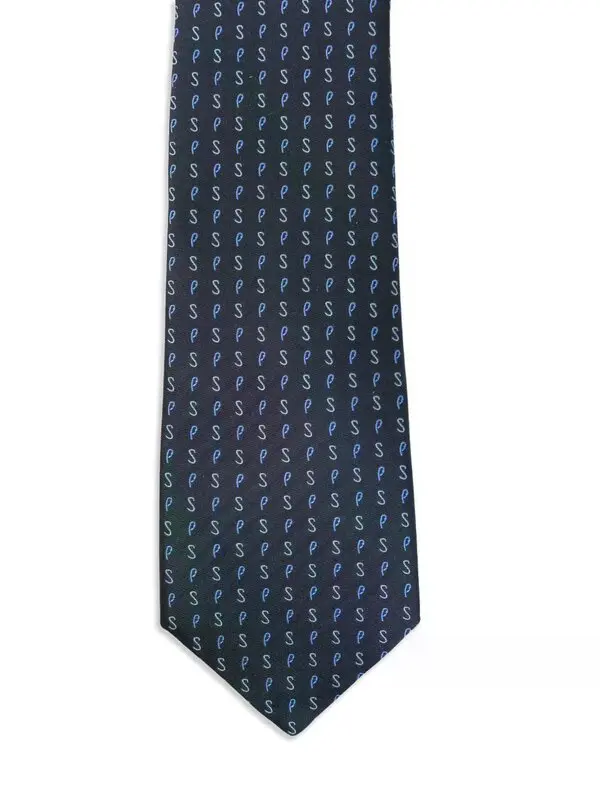 Paul Smith Silk Logo Neck Tie - Blue
