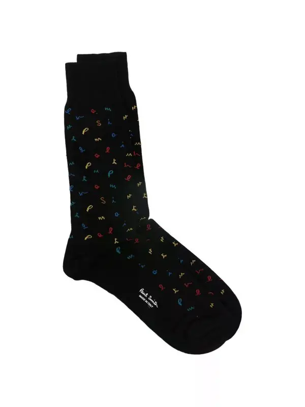 Paul Smith Meribel Logo-pattern Crew Socks - Black