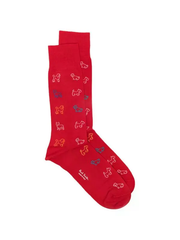 Paul Smith Dog-pattern Socks - Red