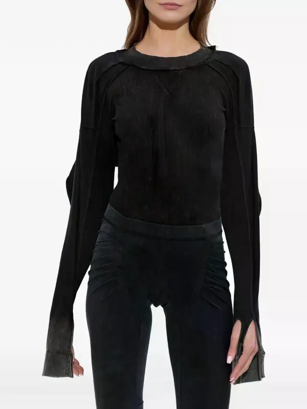 KNWLS Long-sleeve Ribbed Cotton Bodysuit With Thumb Slits