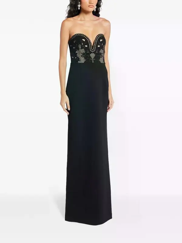 Rebecca Vallance Alisa Strapless Sweetheart Neck Maxi Dress With Lace Trim - Black