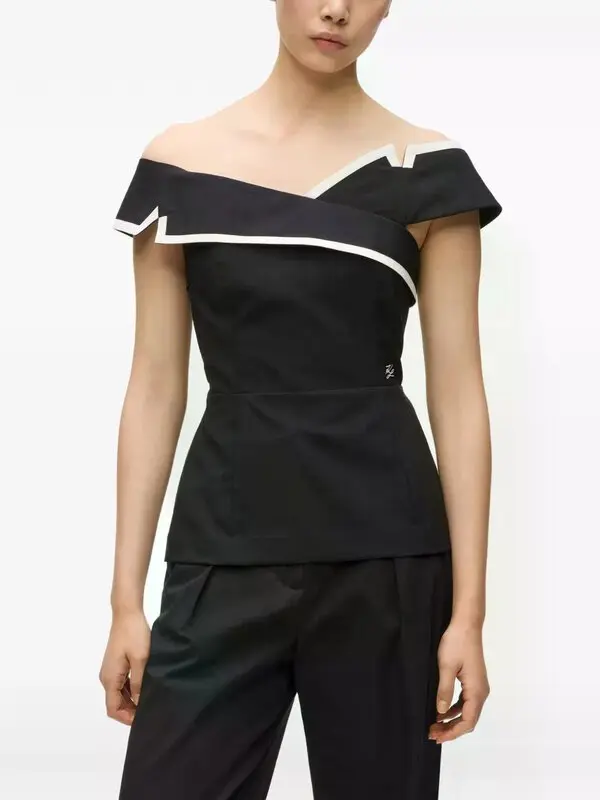 Karl Lagerfeld Off-shoulder Top With White Trim