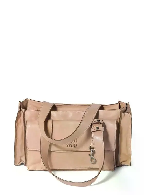 Miu Miu Utilitaire Leather Shoulder Bag - Neutrals