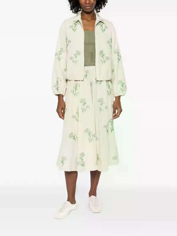 Maje Beaded Floral Embroidered Technical Skirt