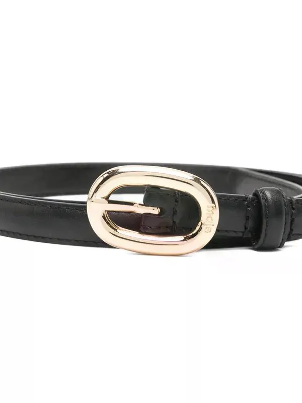 Maje Slim Leather Oval Buckle Belt