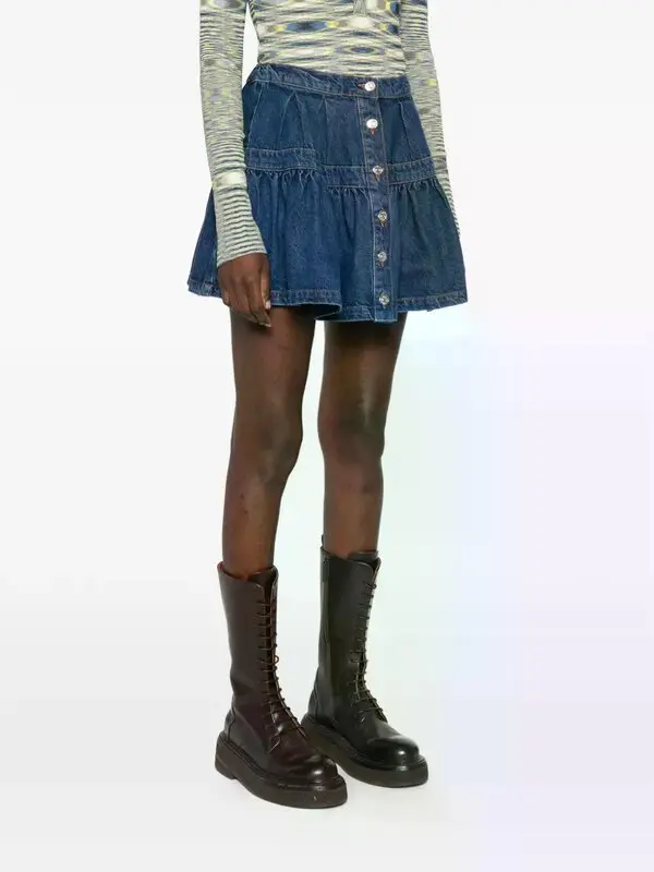 Maje Denim Ruffle Mini Skirt
