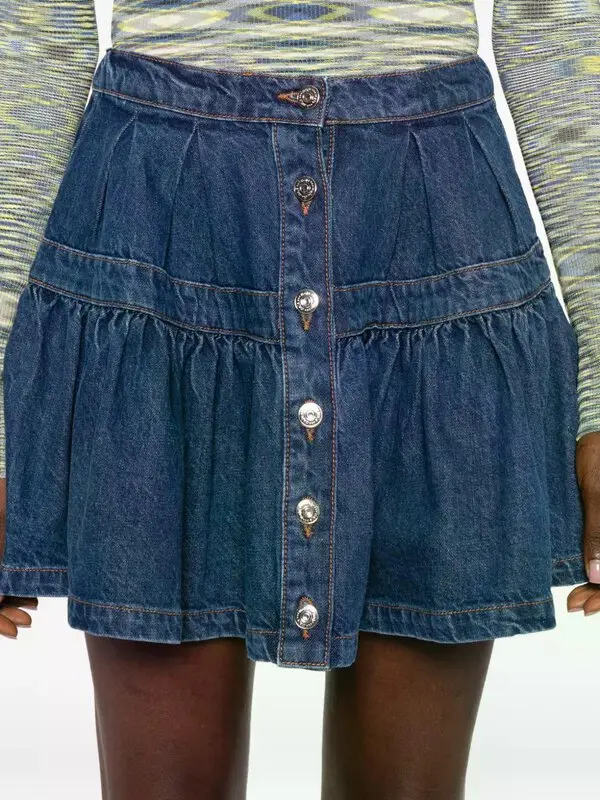 Maje Denim Ruffle Mini Skirt
