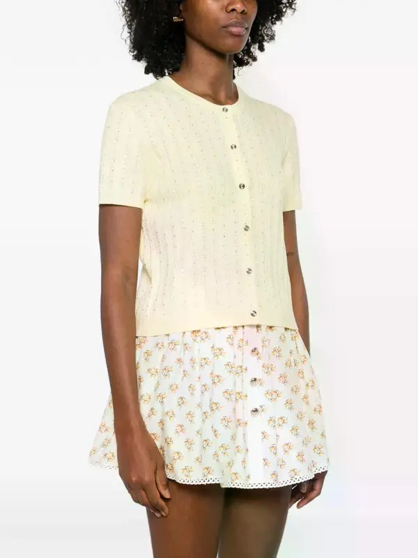 Maje Cotton And Silk Blend Cardigan With Rhinestone Embellishments