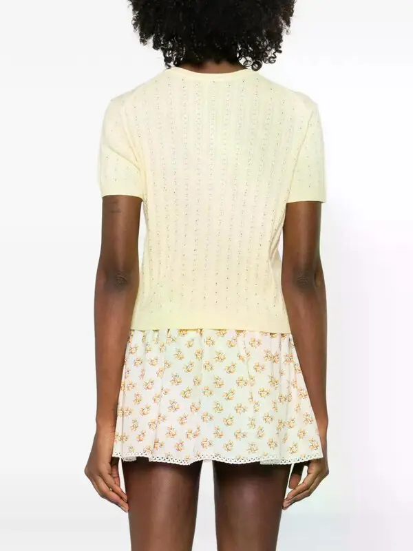 Maje Cotton And Silk Blend Cardigan With Rhinestone Embellishments