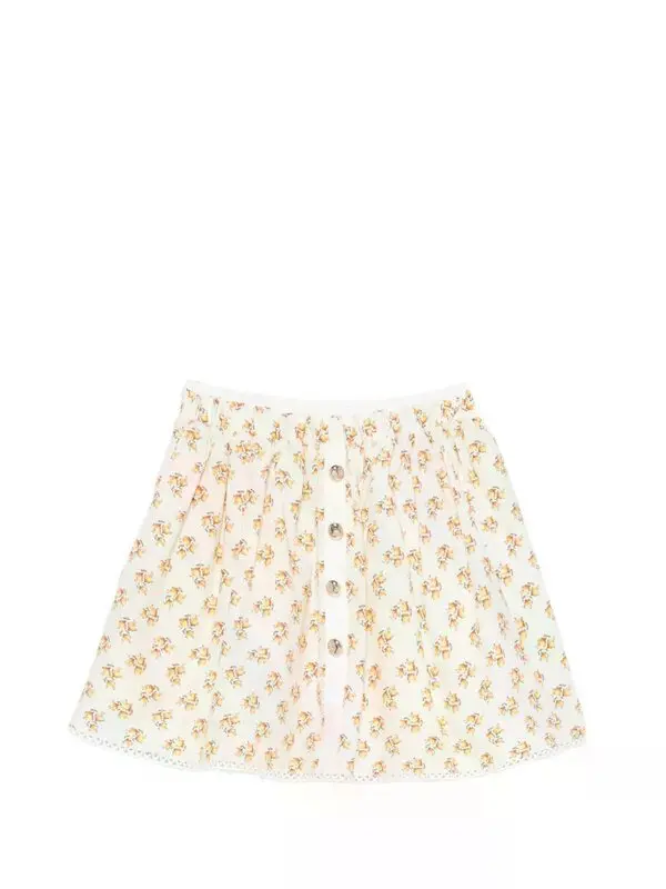 Maje Printed A-line Skirt With Lace Trim - Neutrals