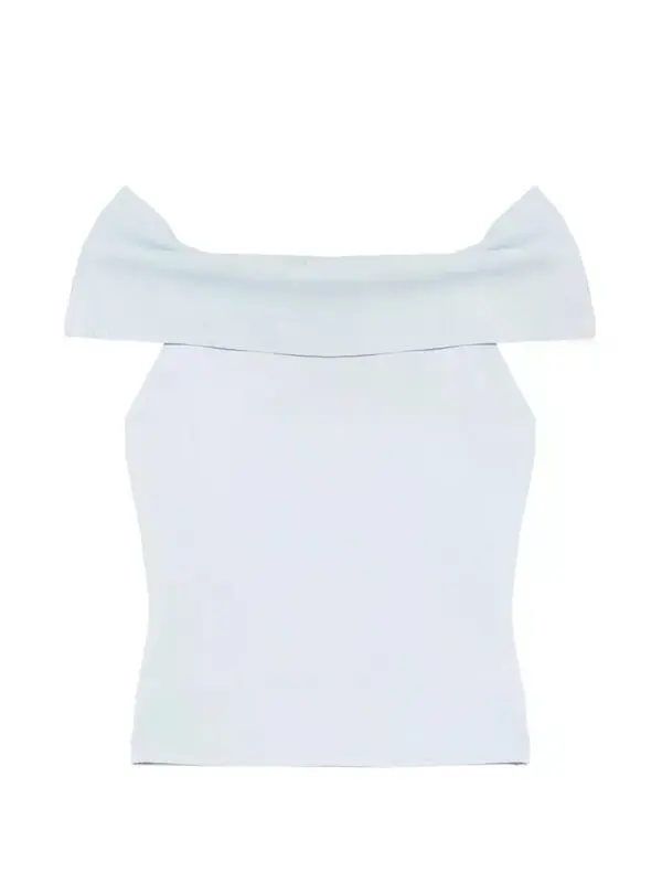 Maje Off-shoulder Ribbed Knit Top - Blue