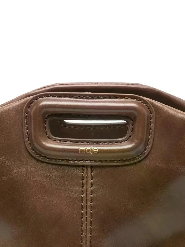 Maje Miss M Mini Bag In Vintage Leather With Fringes - Brown