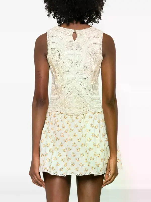 Maje Cropped Crochet Top With Scalloped Hem - Neutrals