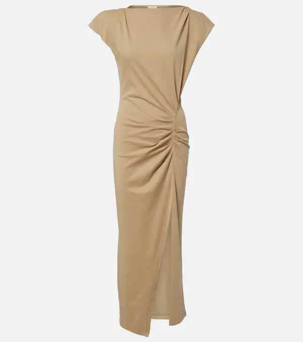 Isabel Marant Étoile Nadela Gathered Cotton Jersey Midi Dress - Beige