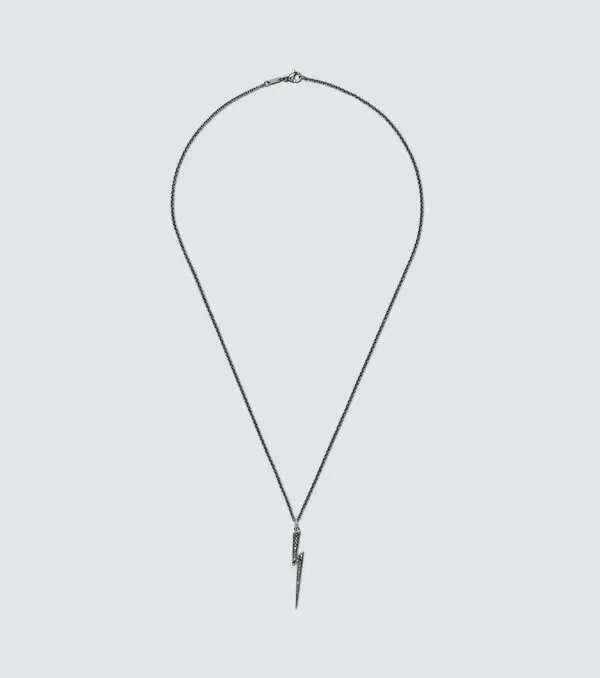 Ileana Makri Thunder Necklace In 18kt White Gold With Diamonds - Silver