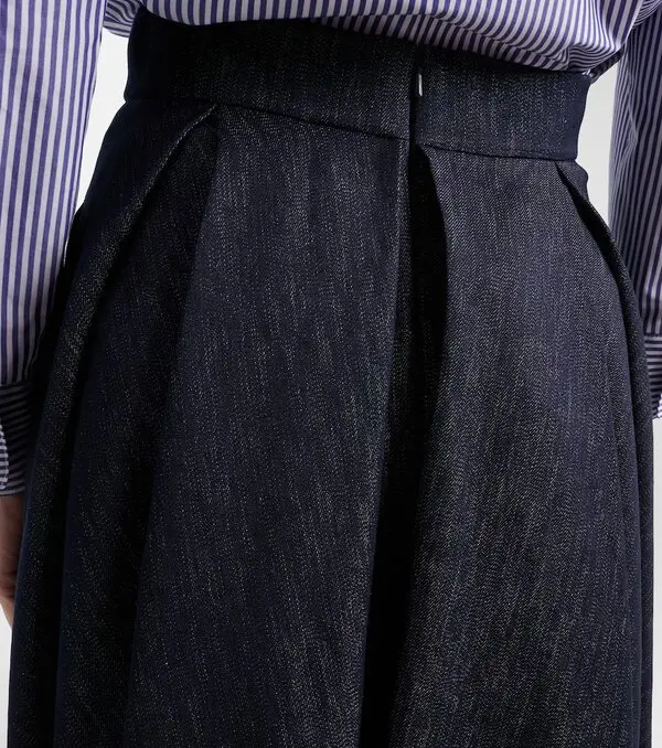 Max Mara Pleated Denim Midi Skirt