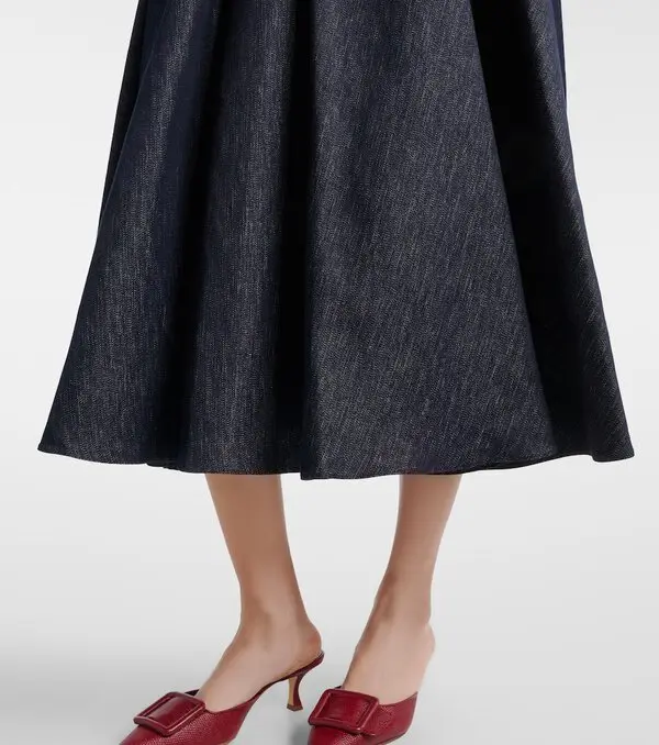 Max Mara Pleated Denim Midi Skirt