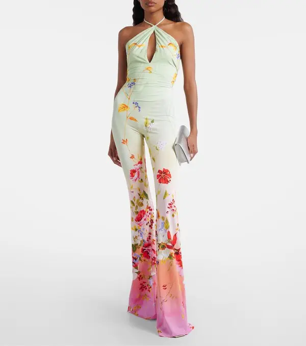 Roberto Cavalli Floral Halter Neck Jumpsuit
