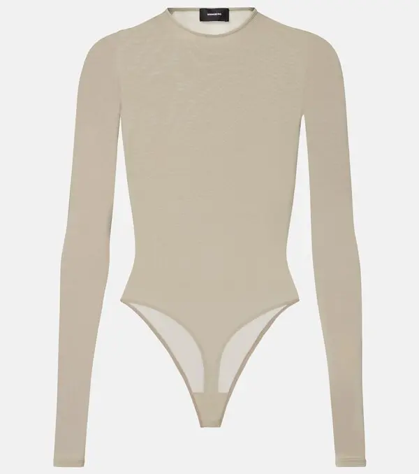 Wardrobe.NYC Sheer Long-sleeved Bodysuit - Grey