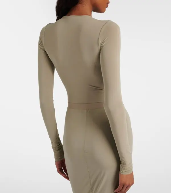 Wardrobe.NYC Sheer Long-sleeved Bodysuit - Grey