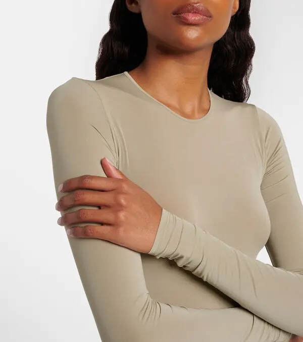 Wardrobe.NYC Sheer Long-sleeved Bodysuit - Grey