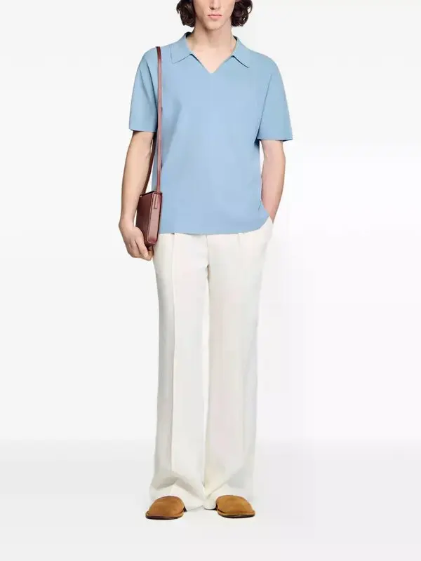 Sandro Stretch Knit Polo Shirt - Blue