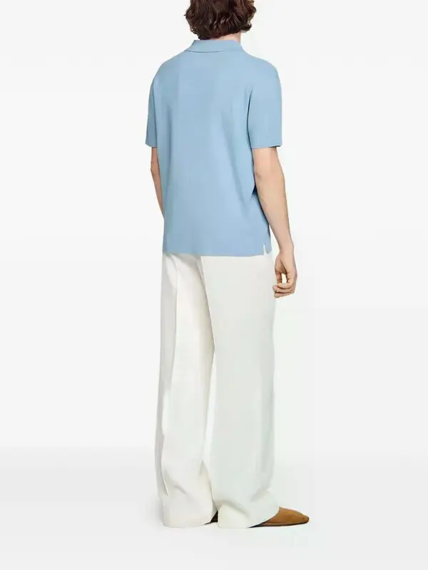 Sandro Stretch Knit Polo Shirt - Blue