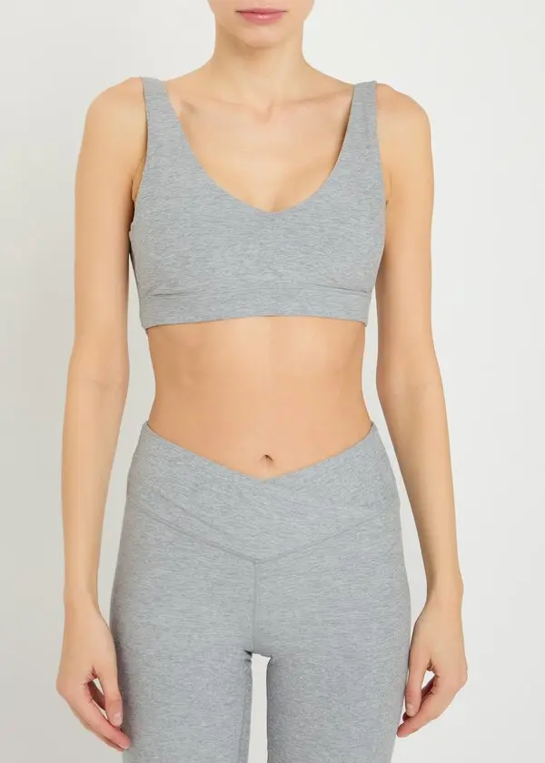 Vuori Rhythm Cut-out Back Stretch-jersey Bra - Grey
