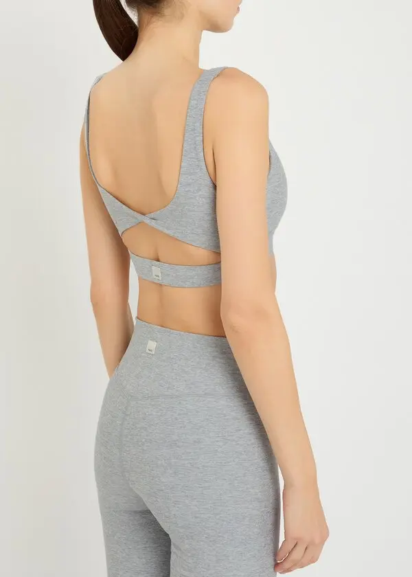 Vuori Rhythm Cut-out Back Stretch-jersey Bra - Grey
