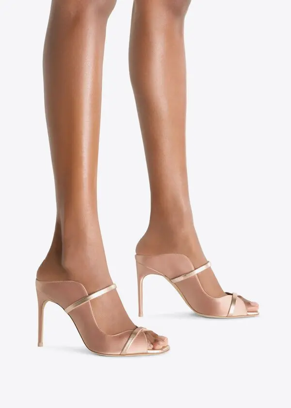 MALONE SOULIERS Noah 90 Satin Heeled Sandals - Nude