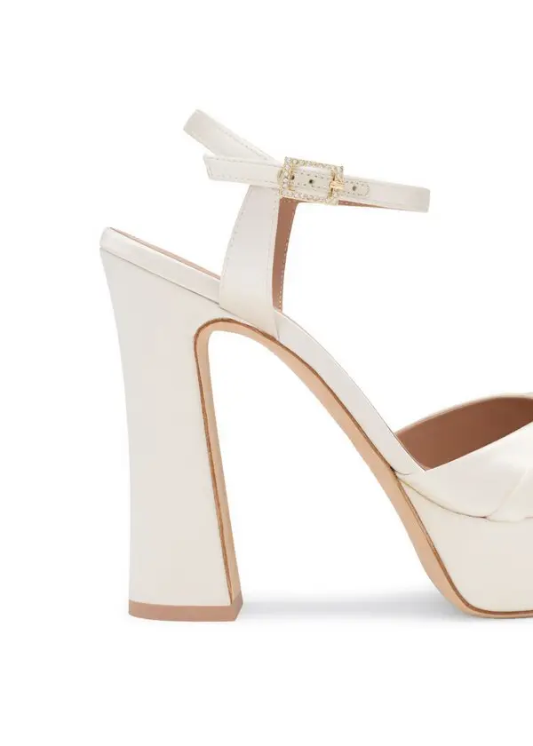 MALONE SOULIERS Keaton Satin Platform Sandals - Ivory