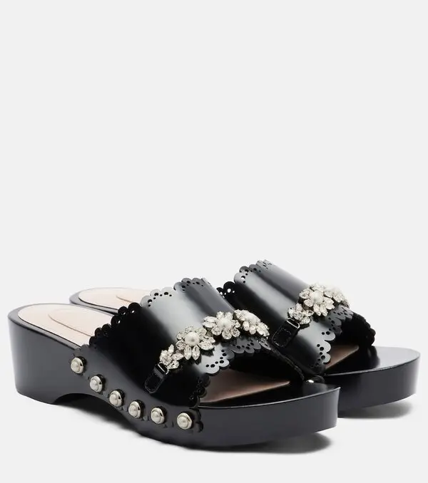 Simone Rocha Embellished Leather Clogs