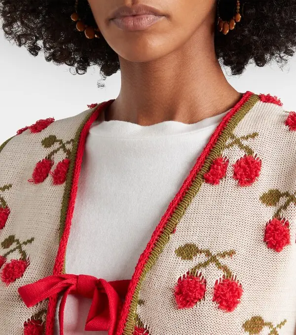 La DoubleJ Cherry Intarsia Cotton-blend Vest - Multicoloured