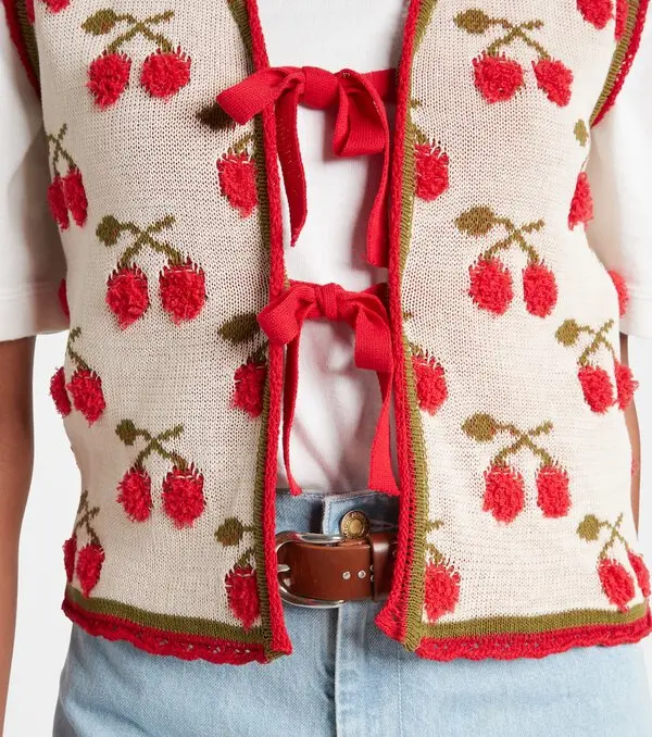 La DoubleJ Cherry Intarsia Cotton-blend Vest - Multicoloured