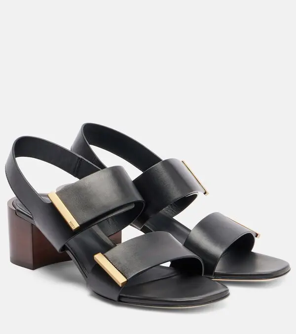TOD'S Calf Leather Sandals With Velcro® Fastening - Black