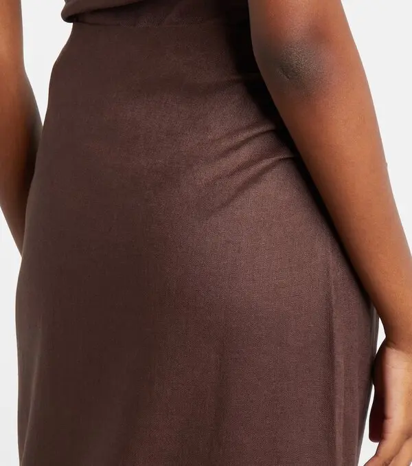 SIR. Linen Midi Skirt - Brown