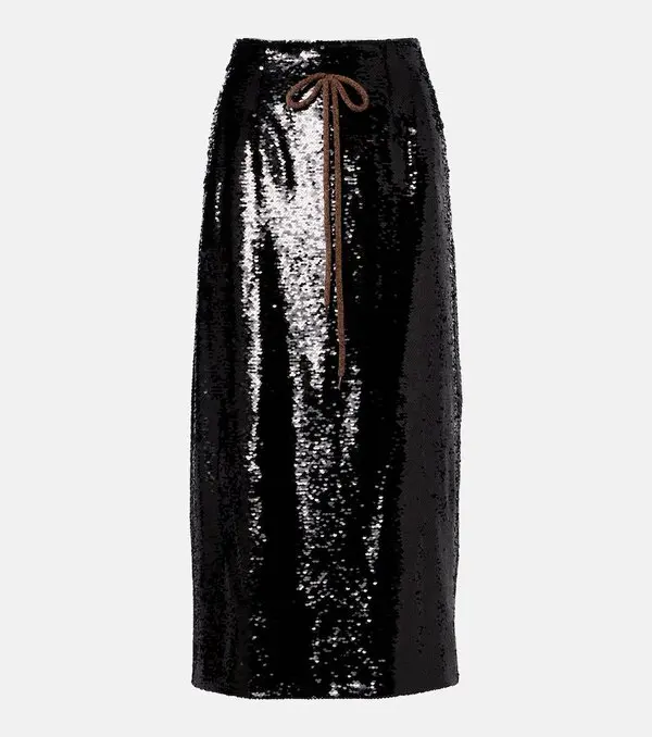 Simone Rocha Sequined Pencil Skirt - Black