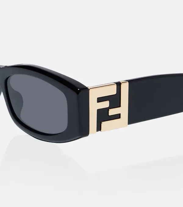 Fendi Forever Rectangular Sunglasses With Gold Tone Detail