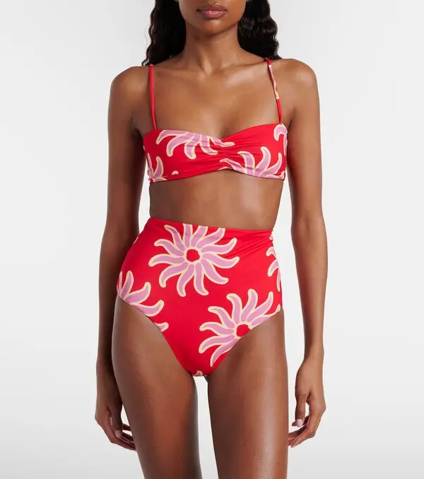 CALA DE LA CRUZ Lilo Printed Ruched Bikini Top - Multicoloured