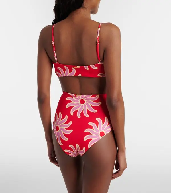 CALA DE LA CRUZ Lilo Printed Ruched Bikini Top - Multicoloured