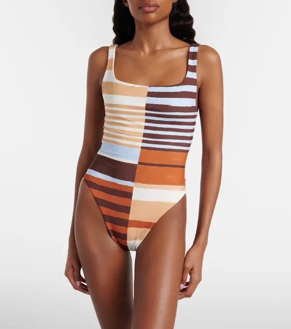 CALA DE LA CRUZ Vienna Striped One-piece Swimsuit