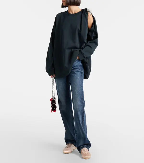 AREA Embellished Cotton Jersey T-shirt