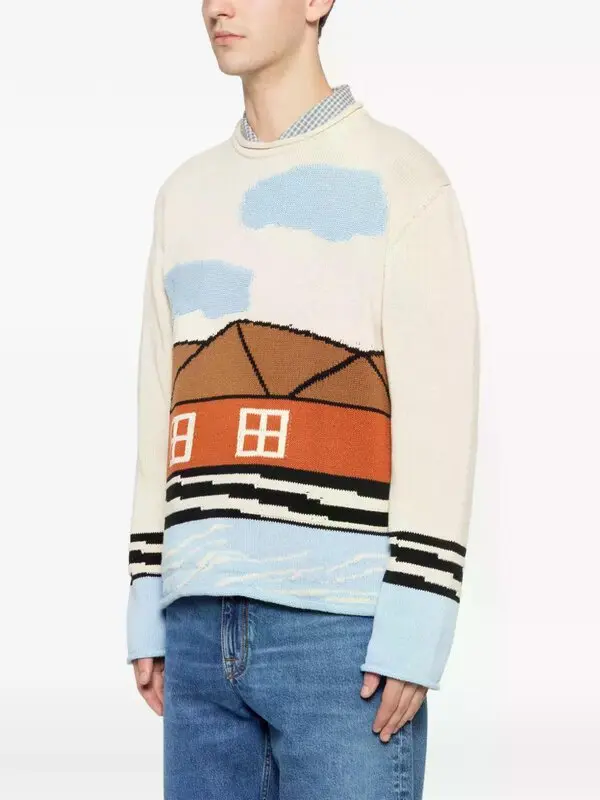 Nn07 Mikkel House-graphic Crew-neck Sweater