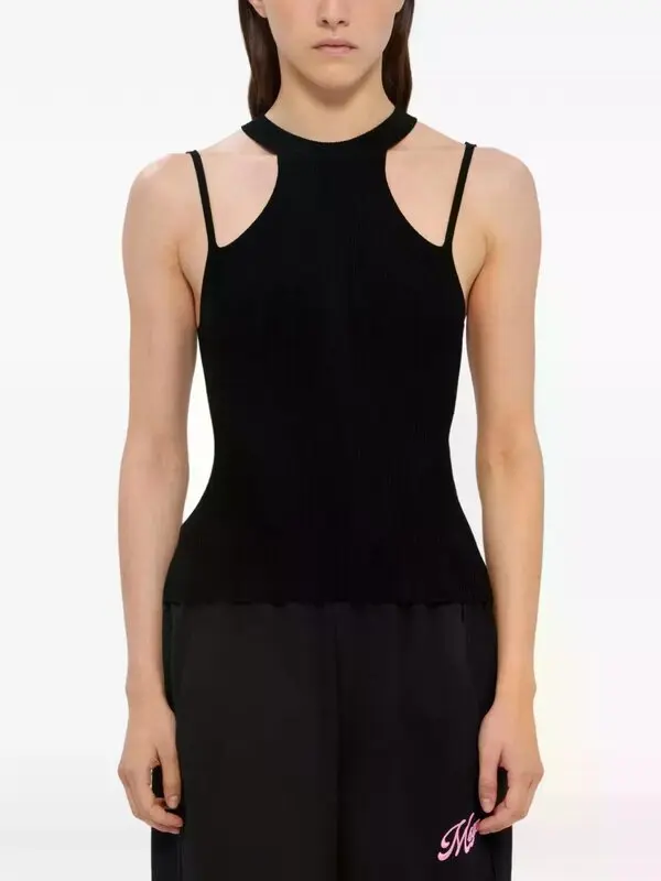 MSGM Ribbed Knit Cut-out Tank Top