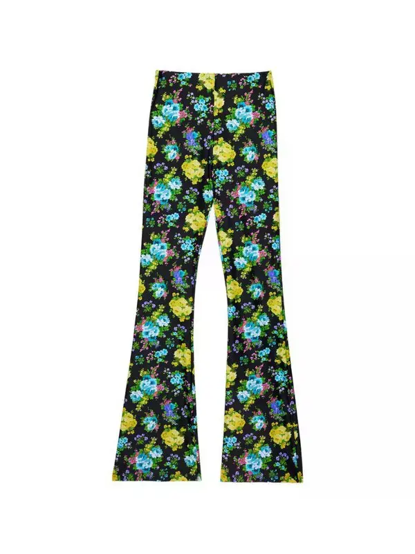 MSGM Floral Flared Trousers - Black