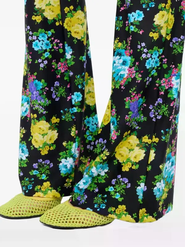 MSGM Floral Flared Trousers - Black