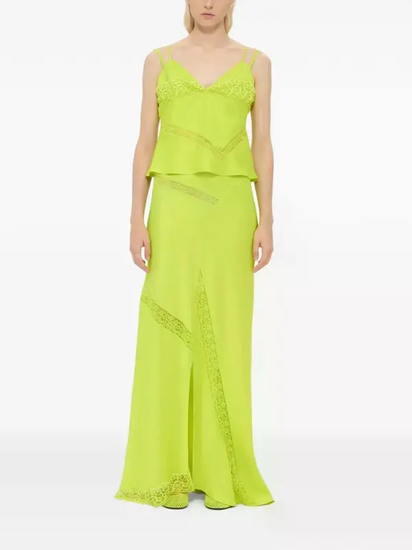MSGM Lace Trimmed V-neck Tank Top - Green