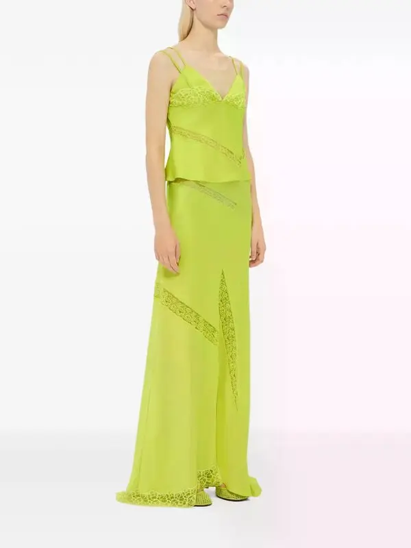 MSGM Lace Trimmed V-neck Tank Top - Green