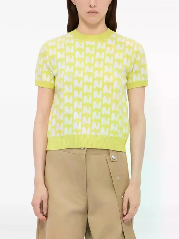 MSGM Patterned Knitted Short Sleeve Top