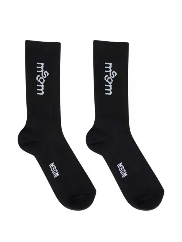 MSGM Logo Crew Socks - Black